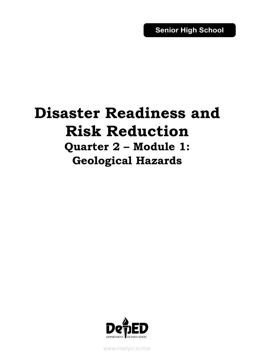 Disaster Readiness And Risk Reduction Quarter 2 Module 1 Geological
