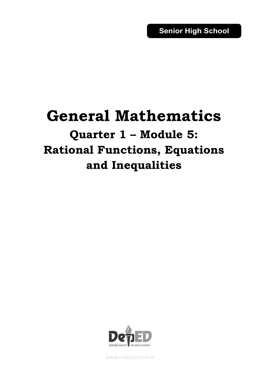 General Mathematics Module 5 Rational Functions Equations And
