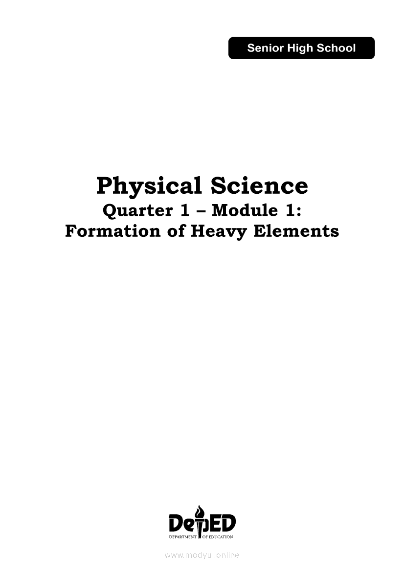 Physical Science Module 1 Formation Of Heavy Elements SHS Modules