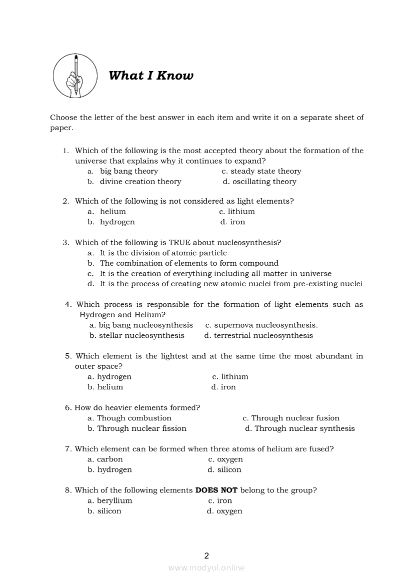 Physical Science Module 1 Formation Of Heavy Elements SHS Modules